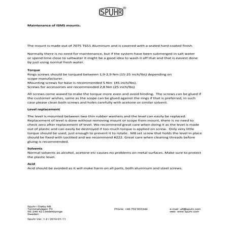 SPUHR Maintenance of ISMS Mounts | Optics Trade | PDF