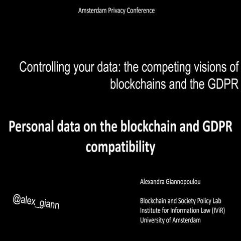 Personal data on the blockchain and GDPR compatibility | PPTX