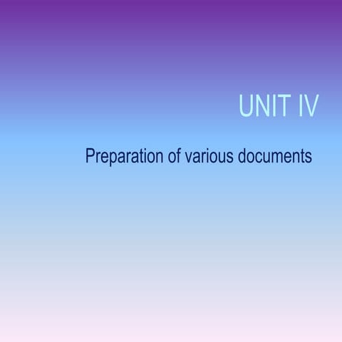 Secretarial Practice - Preparation of various documents by the ...