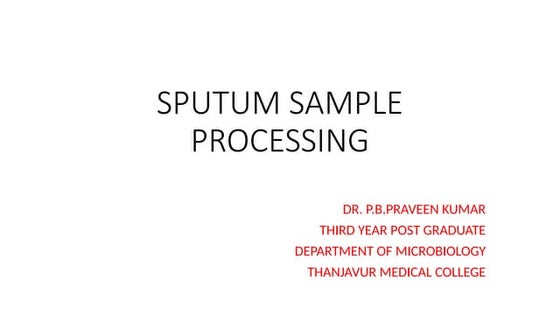 Sputum Examination and Analysis | PPTX | Lung and Respiratory Health ...