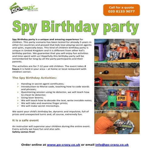 Spy birthday presentation | PDF | Daycare and Pre-School | Parenting