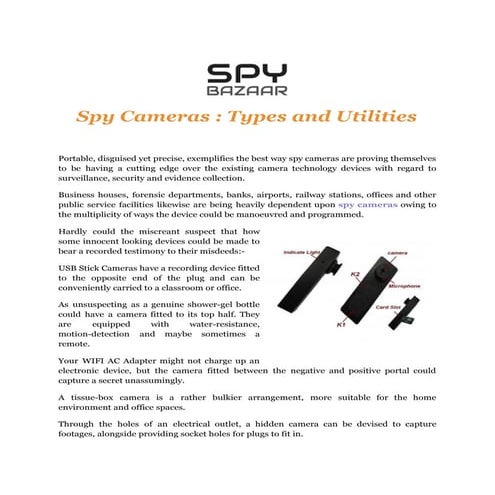 Spy cameras types and utilities | PDF