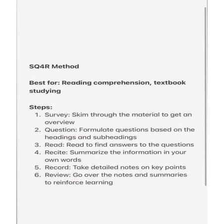 SQ4R Method of studying for boosting learning capacity | PDF
