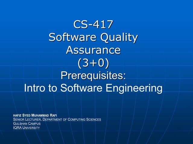 Sqa Lecture 01 Introduction Testing And Sqa Ppt 9121