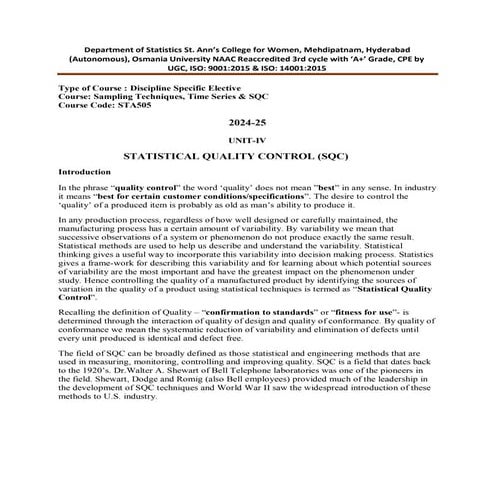 SQC Introduction_Dimensions_7Quality Control Tools | PDF