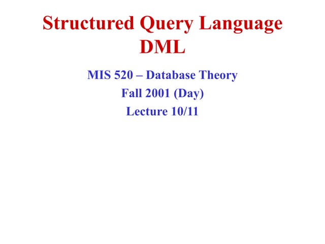 Sql Data Manipulation Language Presentation Ppt 1560