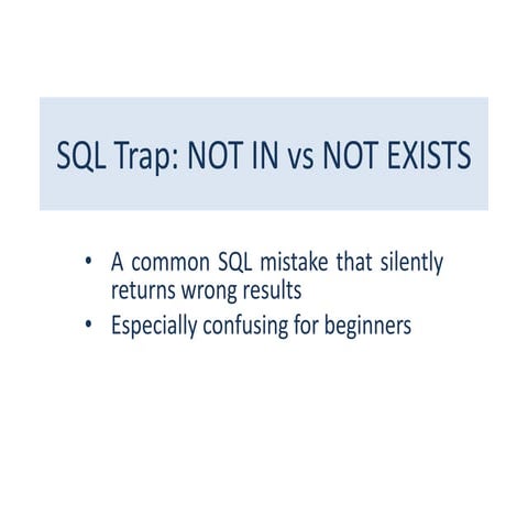 SQL exist vs not exits operator in oracle | PDF