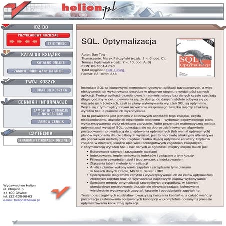 SQL. Optymalizacja | PDF