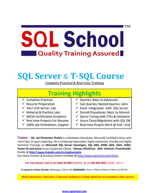 Oracle Sql And Plsql Live Onlinetraining From Sqlschool Pdf