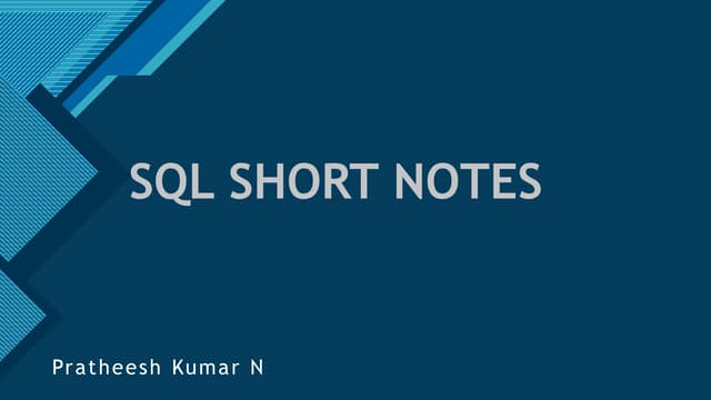 Sql Short Notespptx Databases Computer Software And Applications 1423