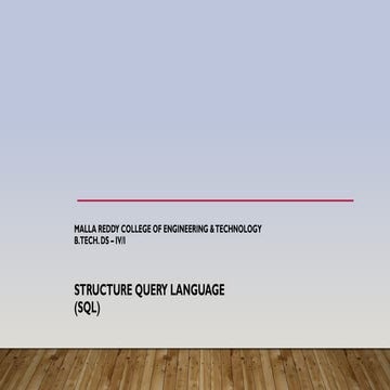 Structures Query Language btech data science | PPTX