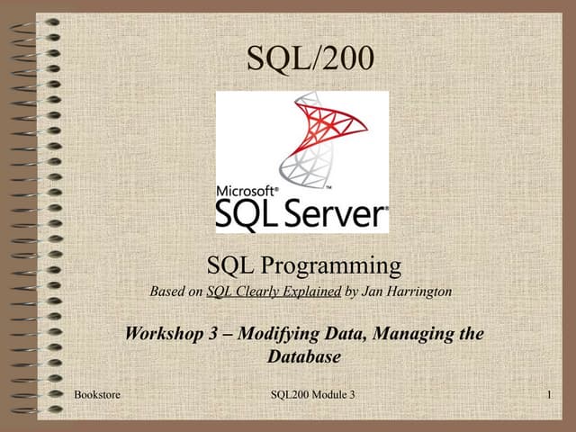 Sql202 3 Accelerated Introduction To Sql Using Sql Server Module 3 Ppt