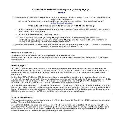 Sql And Mysql Database Concepts Pdf