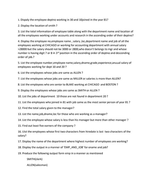 Sql queries with answers | DOC