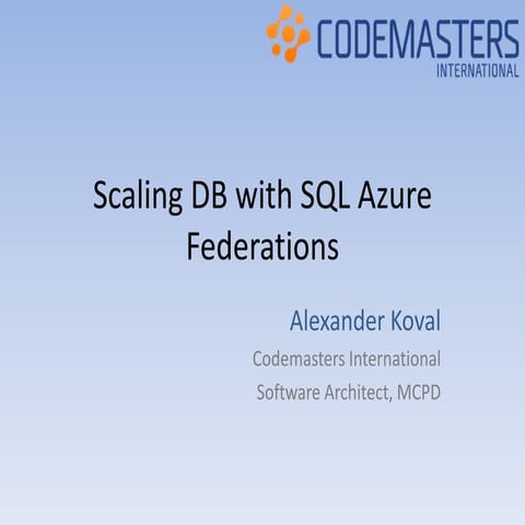 Sql Azure Federations Pptx Databases Computer Software And 3412