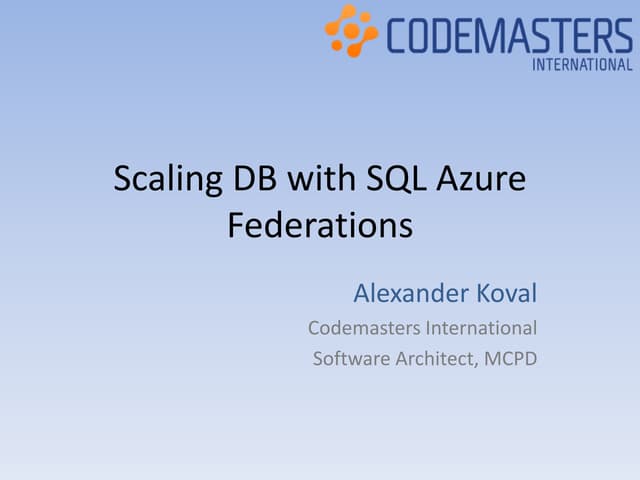 Sql Azure Federations Pptx Databases Computer Software And 3412