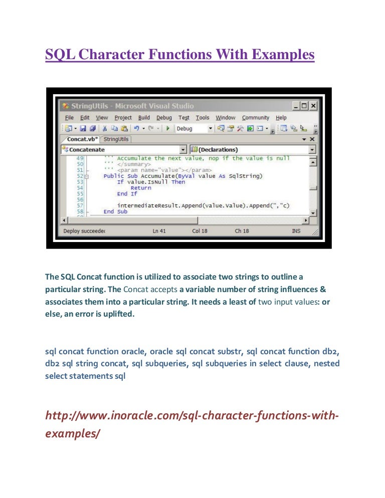 Sql Character Functionswithexamples