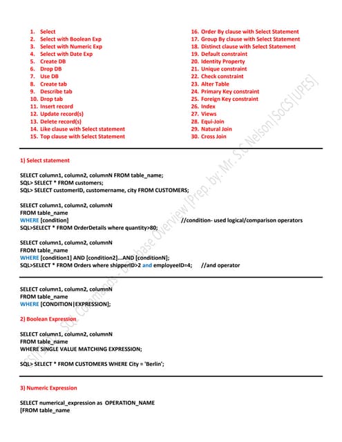 Database Manipulation with MYSQL Commands | PDF Database Manipulation with MYSQL Commands | PDF