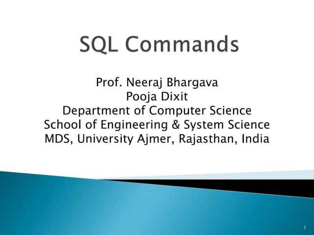 Sql Commands Pptx Databases Computer Software And Applications