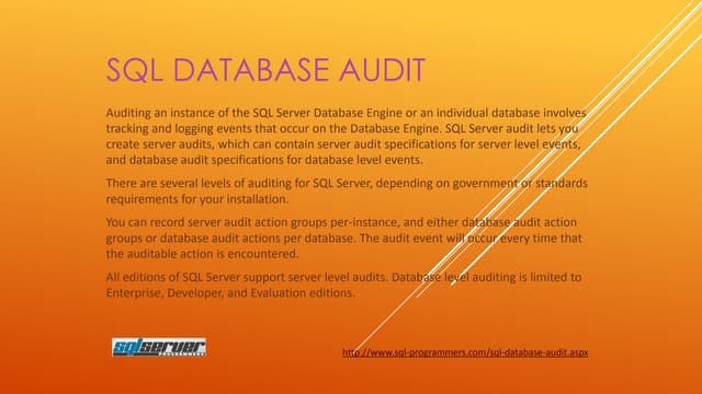 Sql Database Audit Pdf Databases Computer Software And Applications