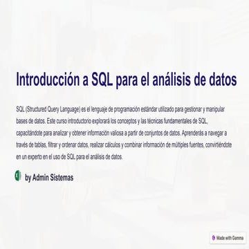 SQL FUNDAMENTOS PARA EL ANALISIS DE DATOS | PPTX