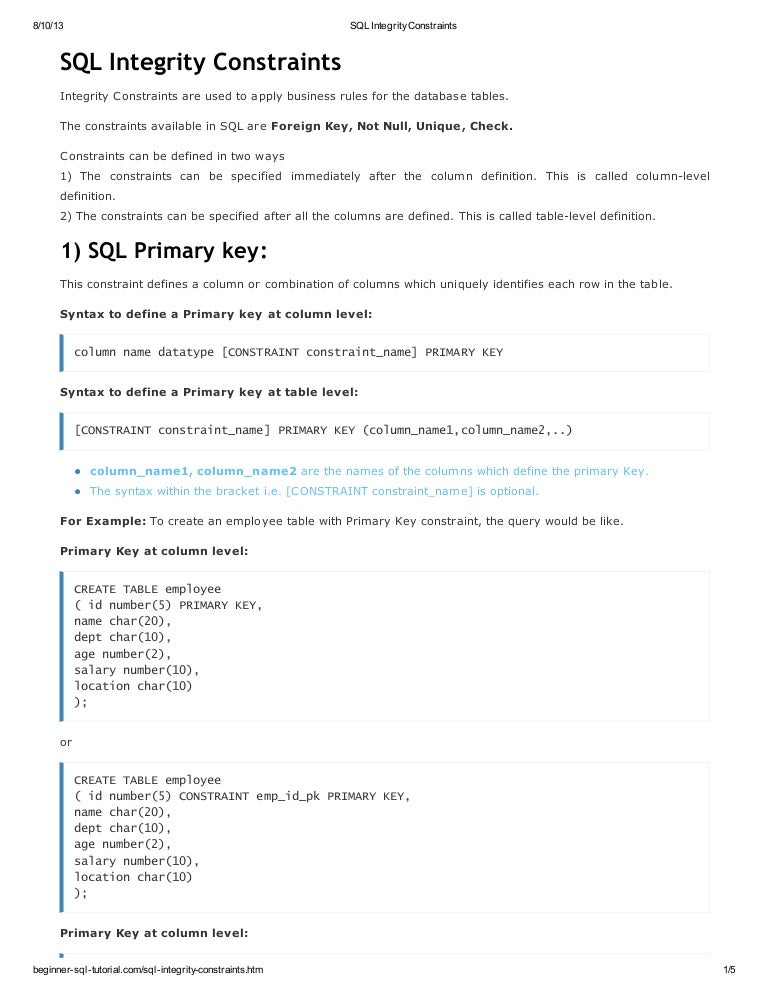 sql-integrity-constraints