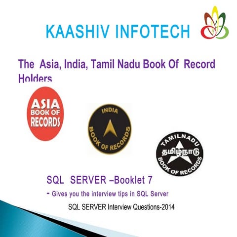 Sql Interview Question Part 7 Ppt