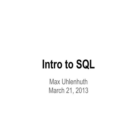 Intro To Sql Ppt