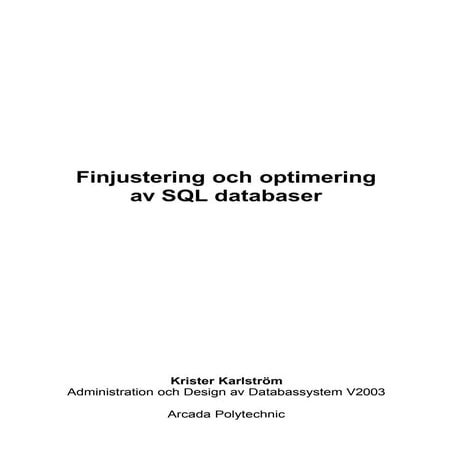 Sql optimering | PDF