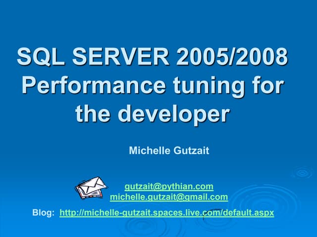 Sql Performance Tuning For Developers Ppt Free Download
