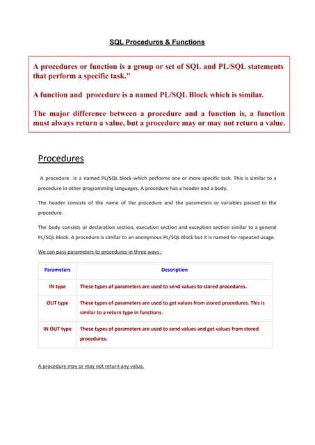 Lecture Notes Unit5 Chapter17 Stored Procedures And Functions Ppt 