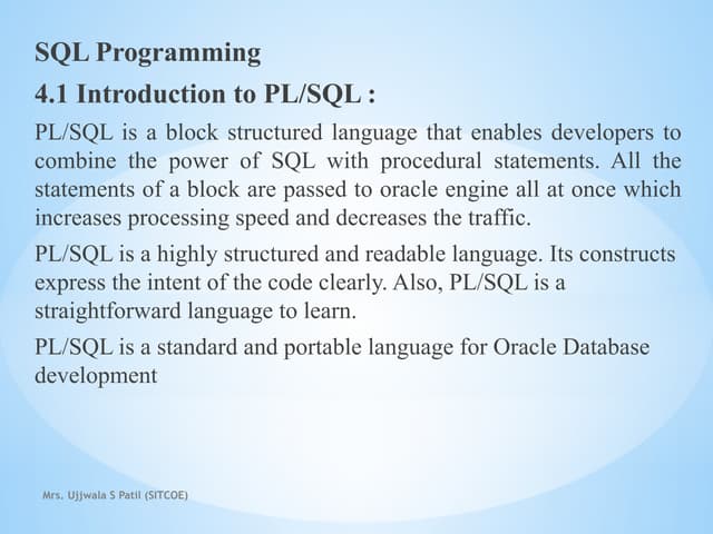 SQL Programming in database Management System | PPT SQL Programming in database Management System | PPT