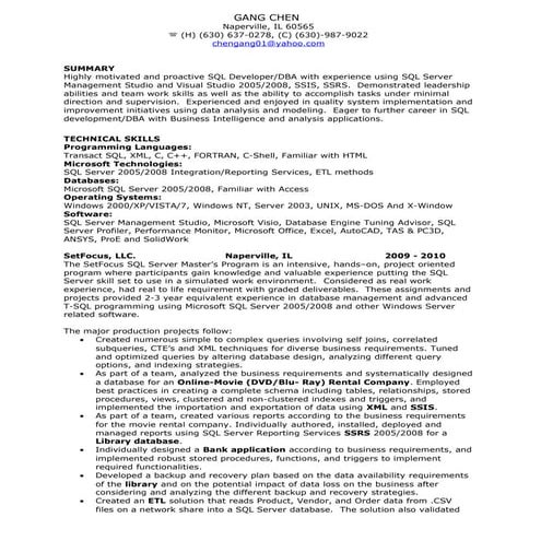 Sql Resume2010 | PDF