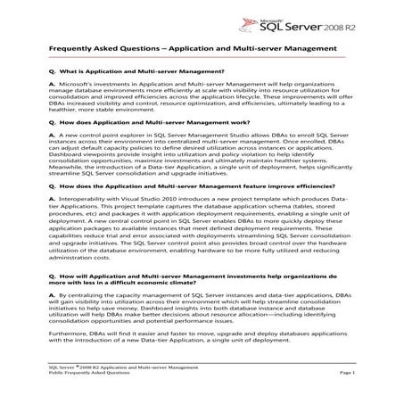 Sql server 2008 r2 application and multi server management fa qs | DOCX