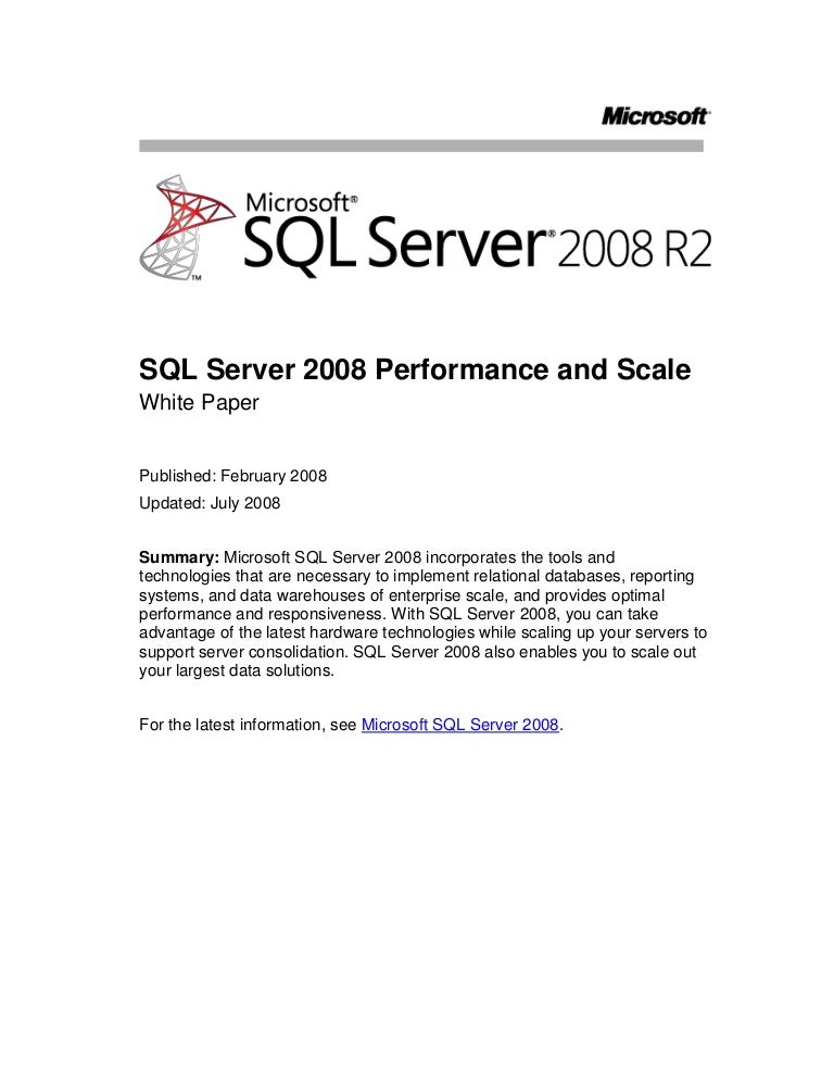 Sql server 2008 r2 performance and scale