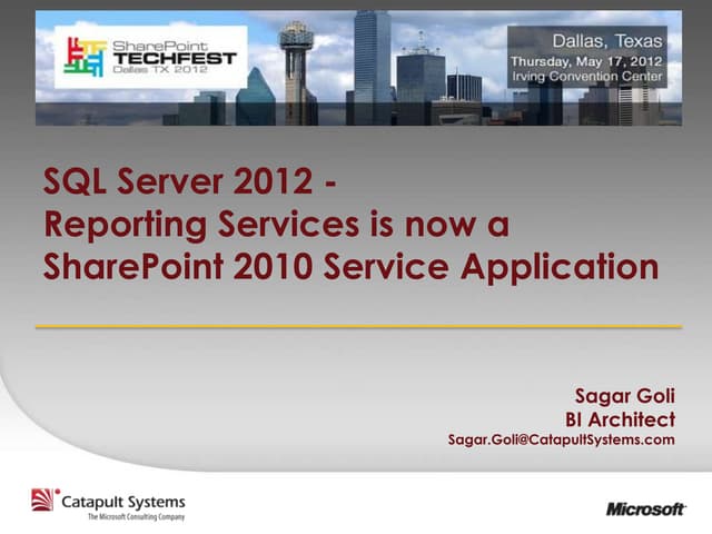 Sql Server 2012 Reporting Services Is Now A Sharepoint Service Application Pptx Databases