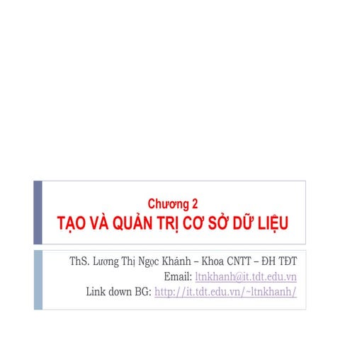 Bài 2 : Các đối tượng trong CSDL - SQL server | PDF