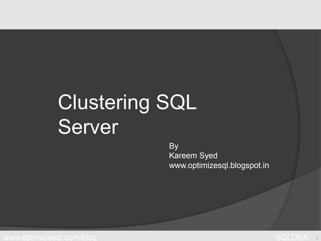 Sql Server Clustering Part1 Ppt 7603