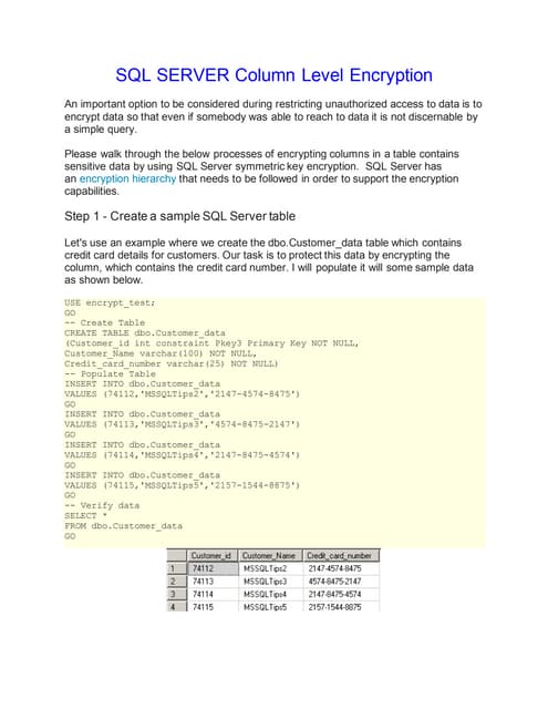 Sql Server Column Level Encryption Pdf
