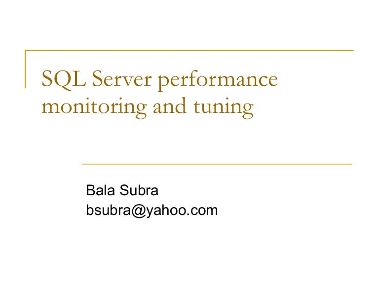 Sql Server Performance Tuning