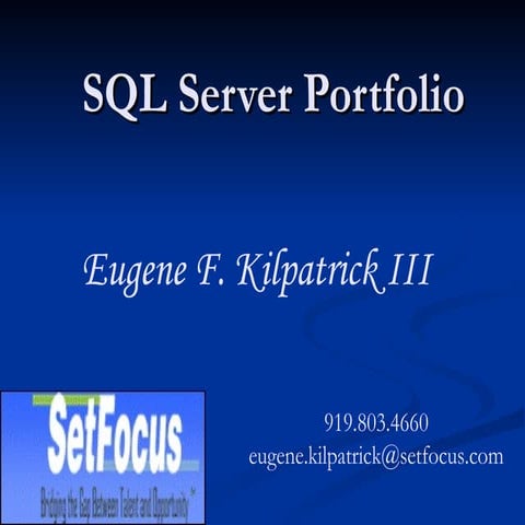 Sql Server 2008 Portfolio | PPT | Databases | Computer Software and Applications