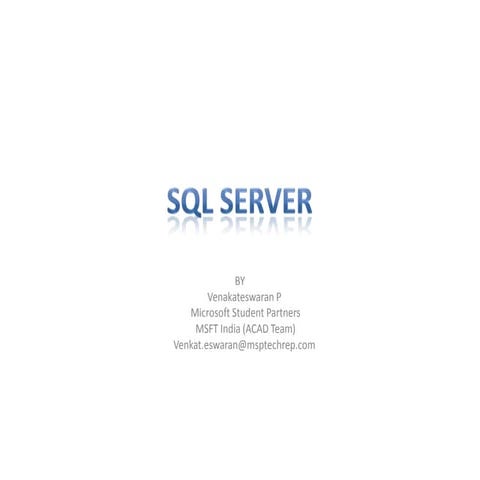 Sql Server Session 1 | PPTX | Databases | Computer Software and Applications