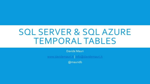 Sql Server And Sql Azure Temporal Tables V2 Ppt
