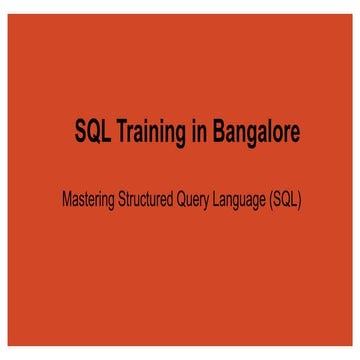 SQL Trainings in Inventateq ( Bangalore) | PPT