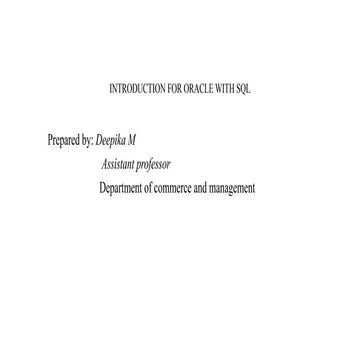 INTRODUCTION TO ORACLE AND SQL UNIT 5 PRESENTATION | PPTX