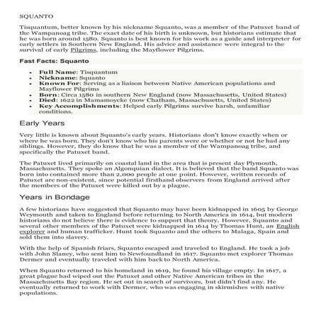 Squanto indian worksheet | DOCX