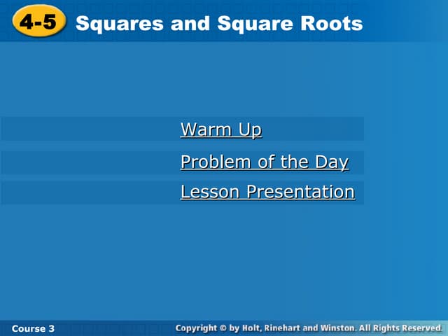 Square Roots And Perfect Squares | PPT
