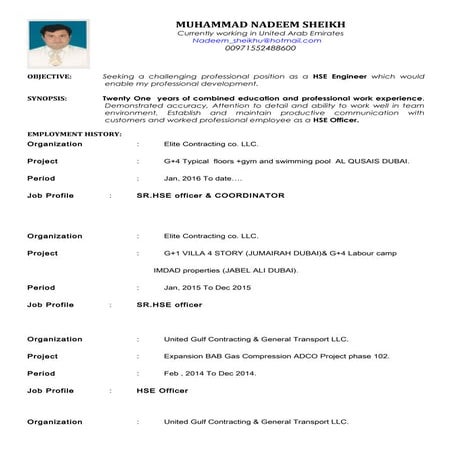 Sr.Hse officer | DOC