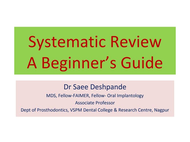 Systematic review ppt | PPT