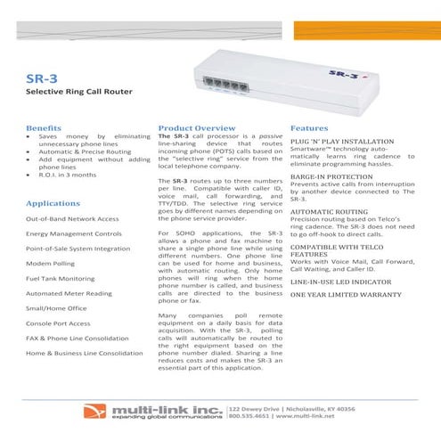 SR-3 Data Sheet | PDF